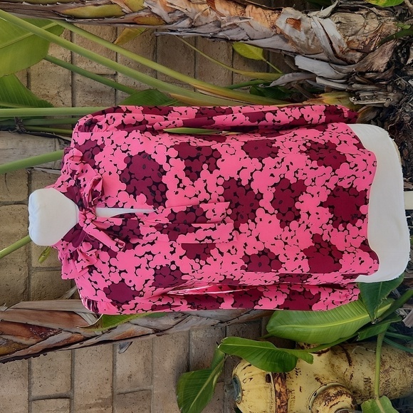 kate spade | Tops | Kate Spade Bubble Dot Blouse Pink Tie Neck Floral ...